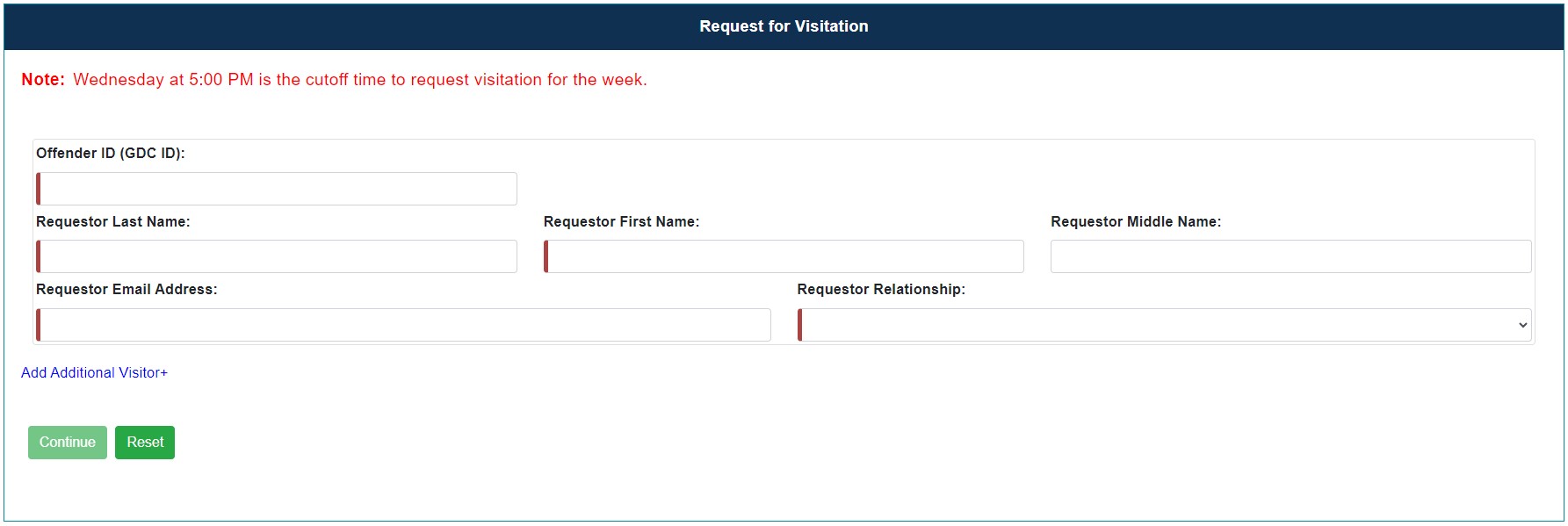 Georgia Department of Corrections, GA Inmate Visitation