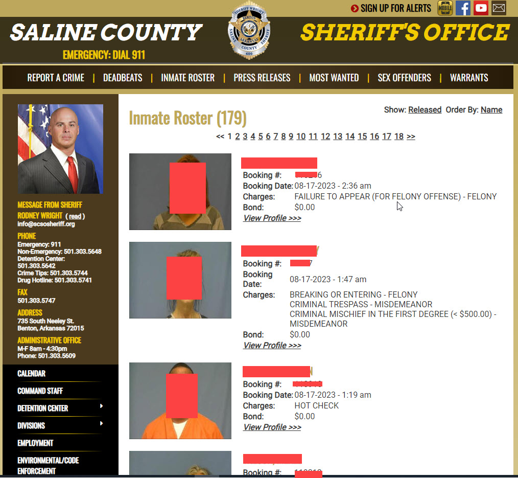 Saline County Detention Center Roster Lookup, AR, Inmate Search