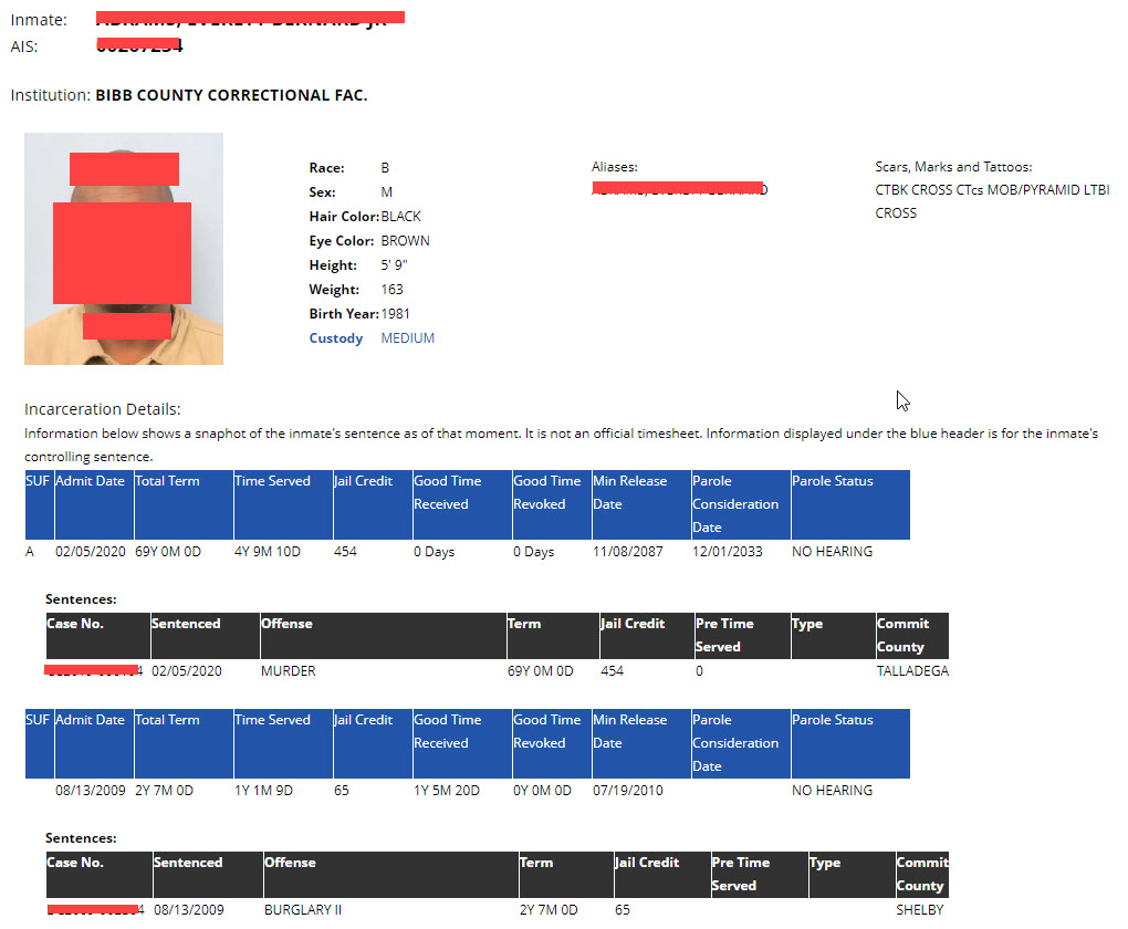 Alabama Department of Corrections Inmate Search Instructions