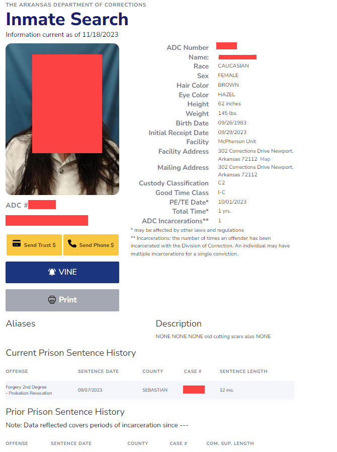 Varner/Varner Supermax Unit Inmate Search, AR