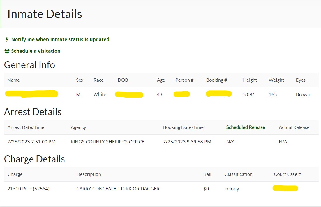 Kings County Jail Roster Lookup, CA, Inmate Search