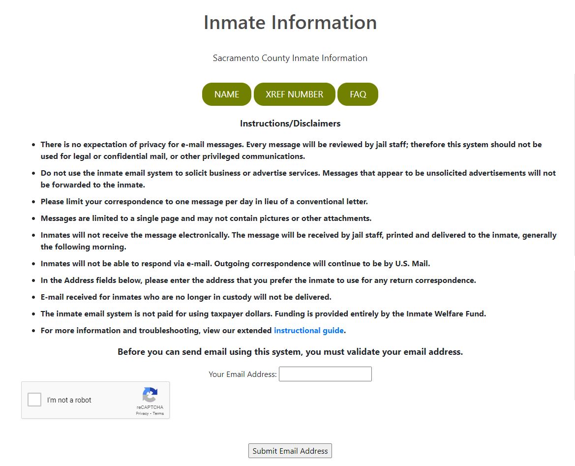 Send an Inmate Mail | Sacramento County Main Jail CA