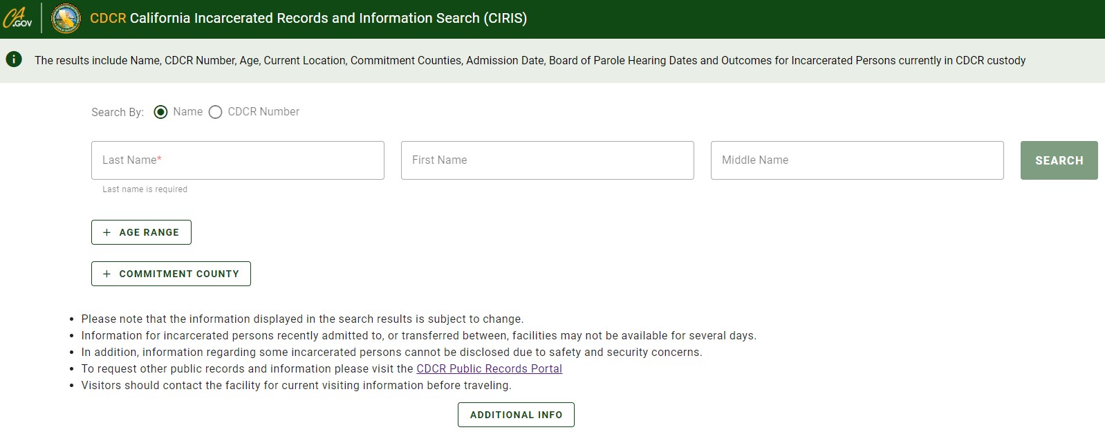 California Department of Corrections Inmate Search Instructions