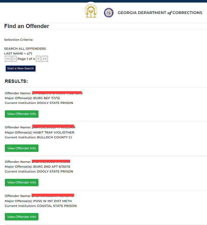 Georgia Department of Corrections Inmate Search, GA