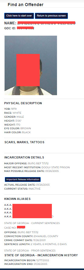 Georgia Department of Corrections Inmate Search, GA