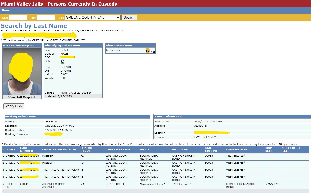 Greene County Jail Roster Lookup, OH, Inmate Search