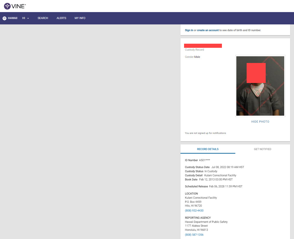 Hawaii Department of Corrections Inmate Search Instructions