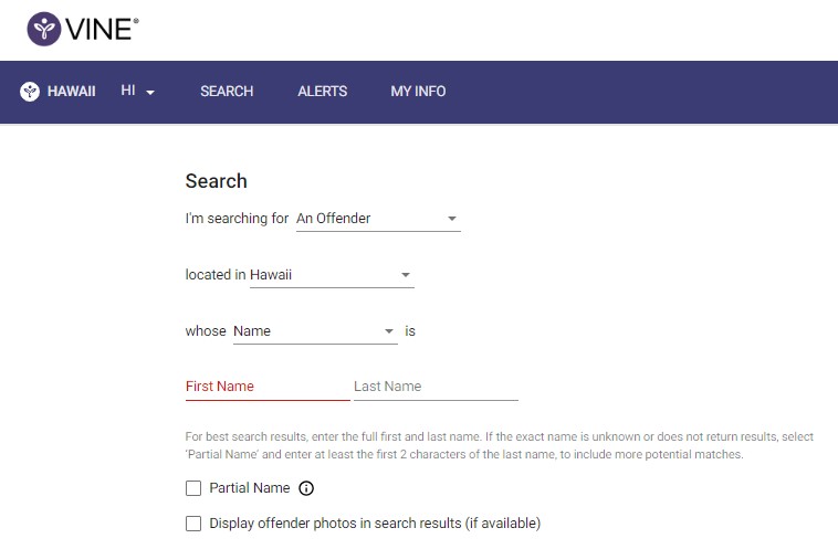 Hawaii Department of Corrections Inmate Search Instructions