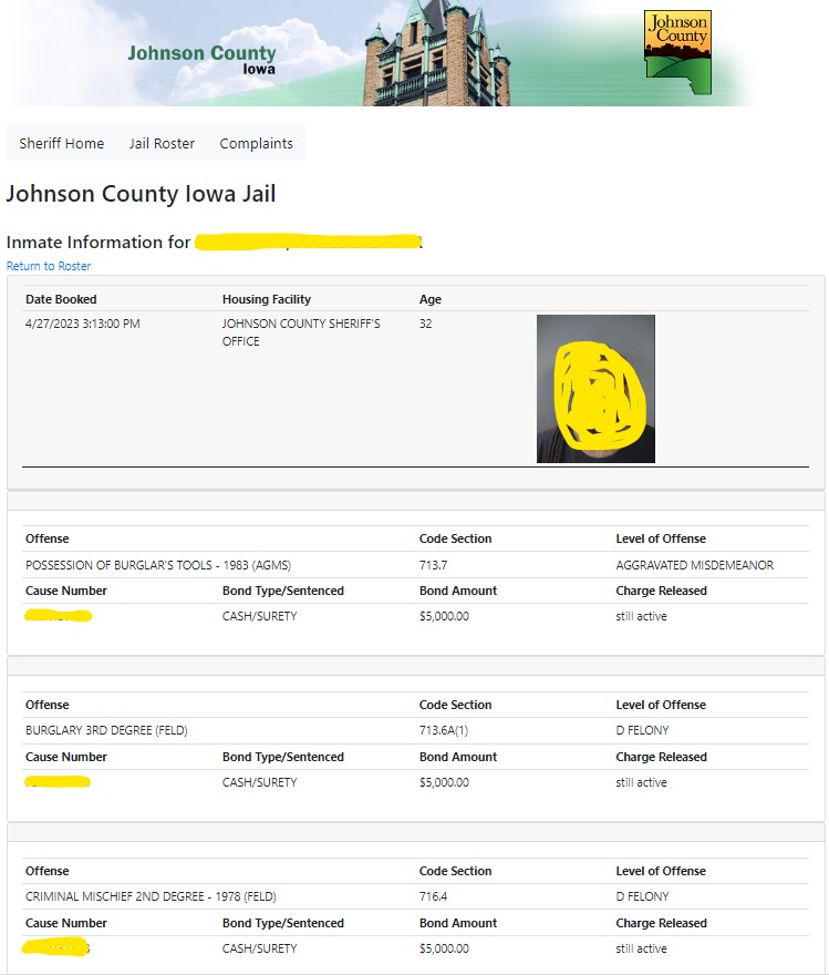 Johnson County Jail Roster Lookup, IA, Inmate Search