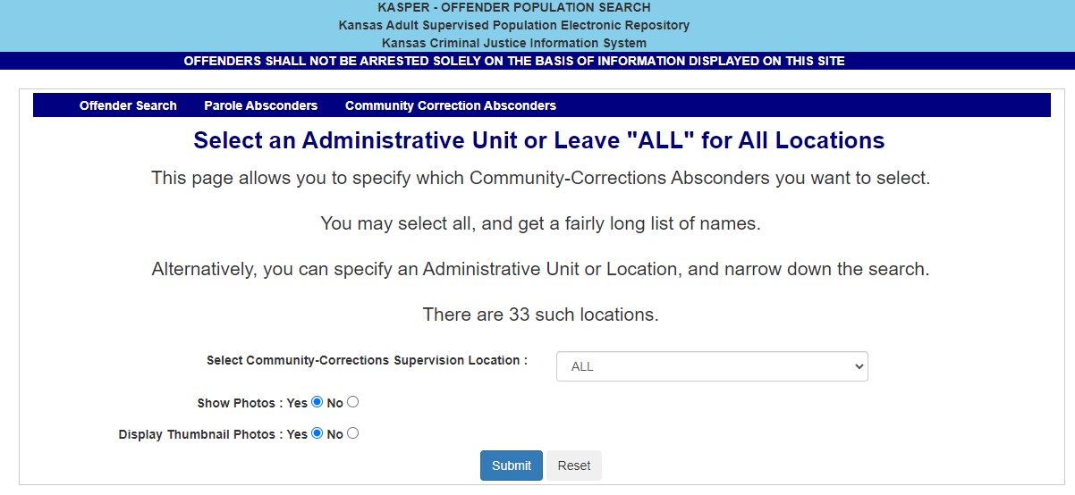 Kansas Department of Corrections Inmate Search Instructions