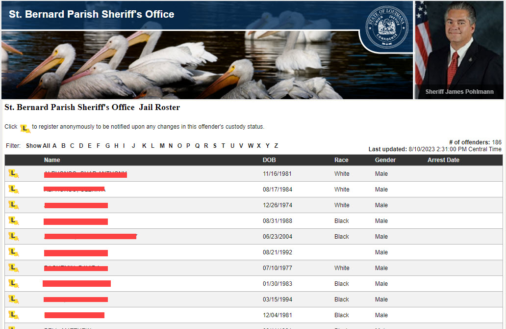 St. Bernard Parish Jail Roster Lookup, LA, Inmate Search