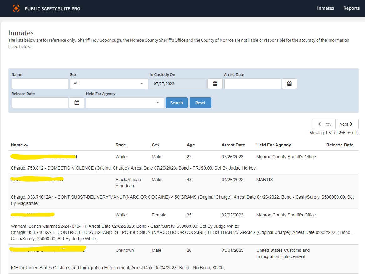 Monroe County Main Jail Facility Roster Lookup, MI, Inmate Search