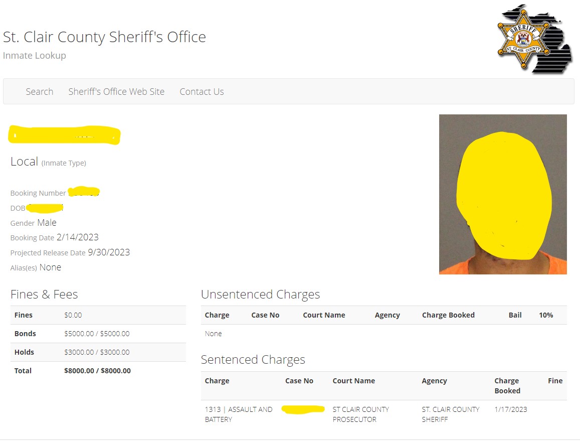 St. Clair County Jail Roster Lookup, MI, Inmate Search
