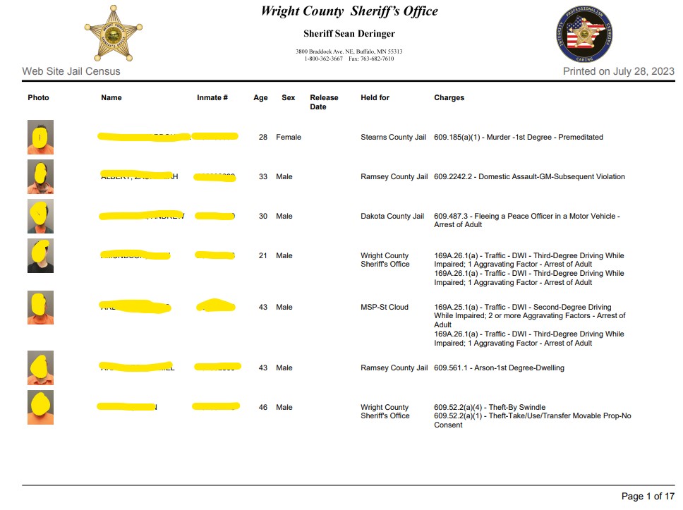 Wright County Jail Roster Lookup, MN, Inmate Search