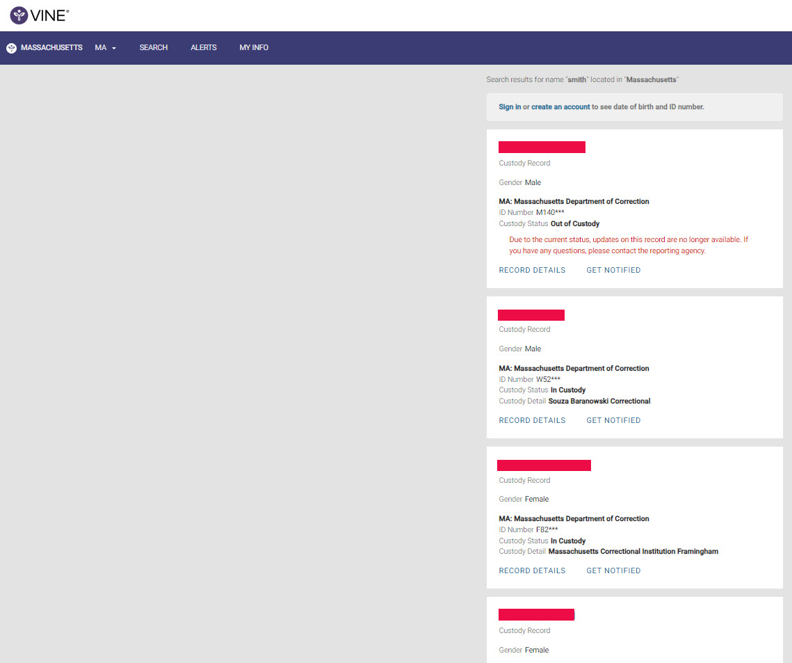 Massachusetts Department of Corrections Inmate Search Instructions