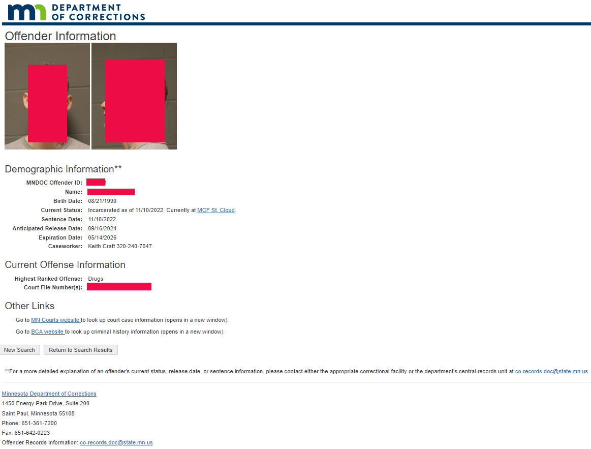 Minnesota Department of Corrections Inmate Search Instructions