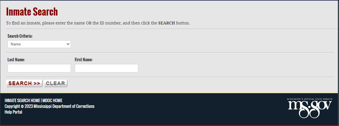 Mississippi Department of Corrections Inmate Search Instructions