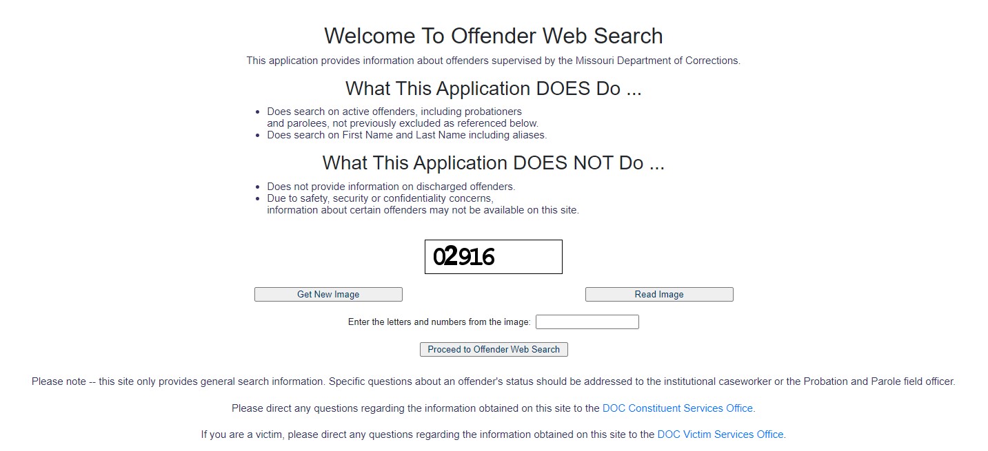 Missouri Department of Corrections Inmate Search Instructions