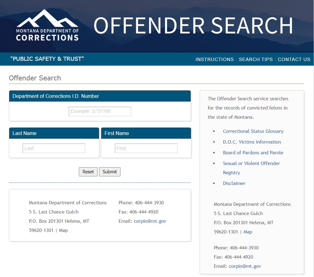 Connections Corrections Program Inmate Search, MT