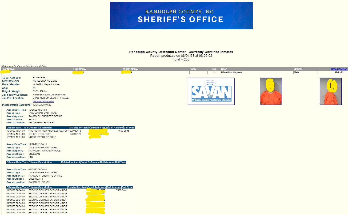 Randolph County Detention Center Roster Lookup, NC, Inmate Search