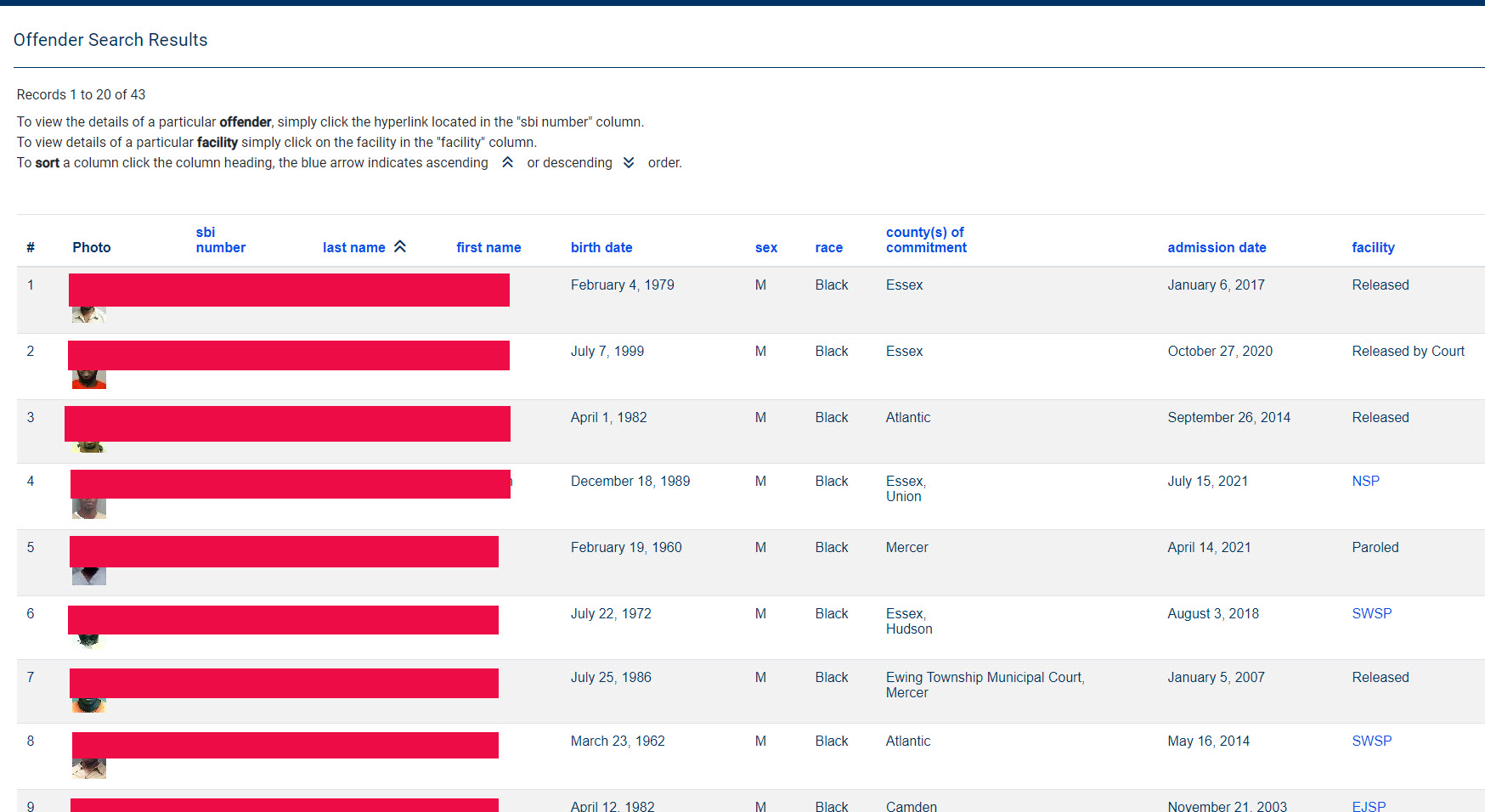 New Jersey Department of Corrections Inmate Search Instructions