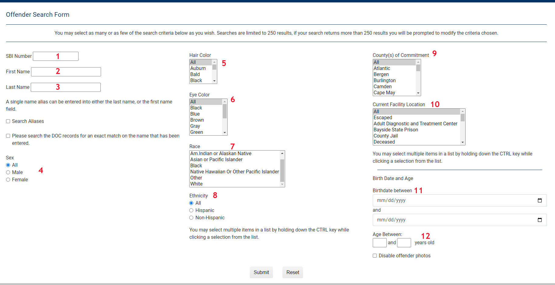 New Jersey Department of Corrections Inmate Search Instructions