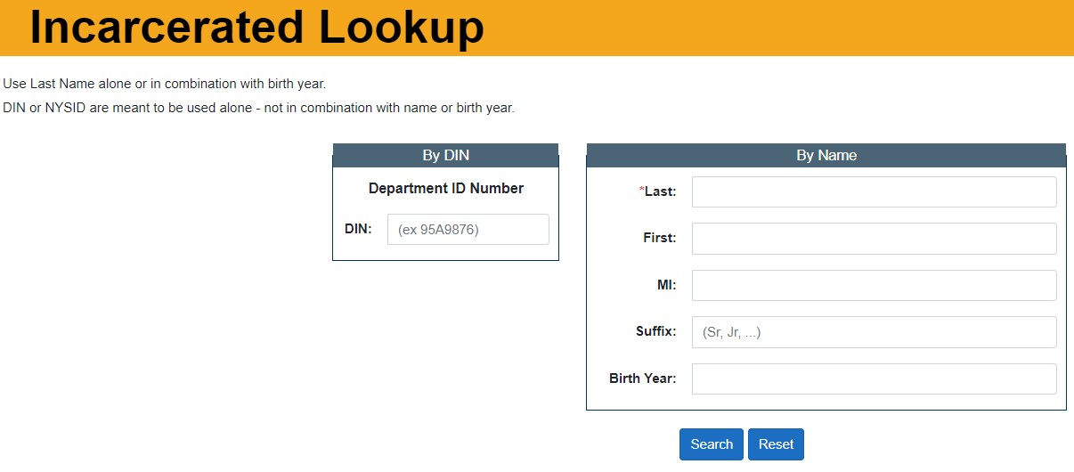 New York Department of Corrections Inmate Search Instructions