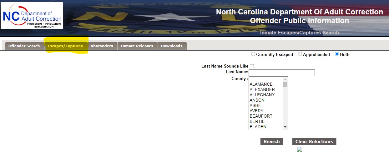 North Carolina Department of Corrections Inmate Search Instructions