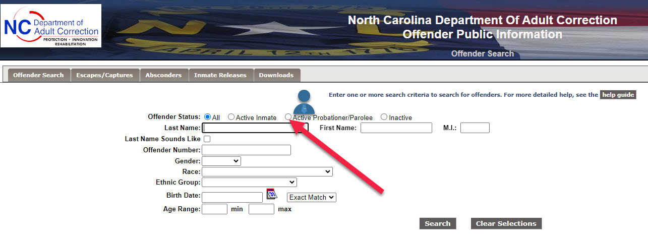 North Carolina Department of Corrections Inmate Search Instructions