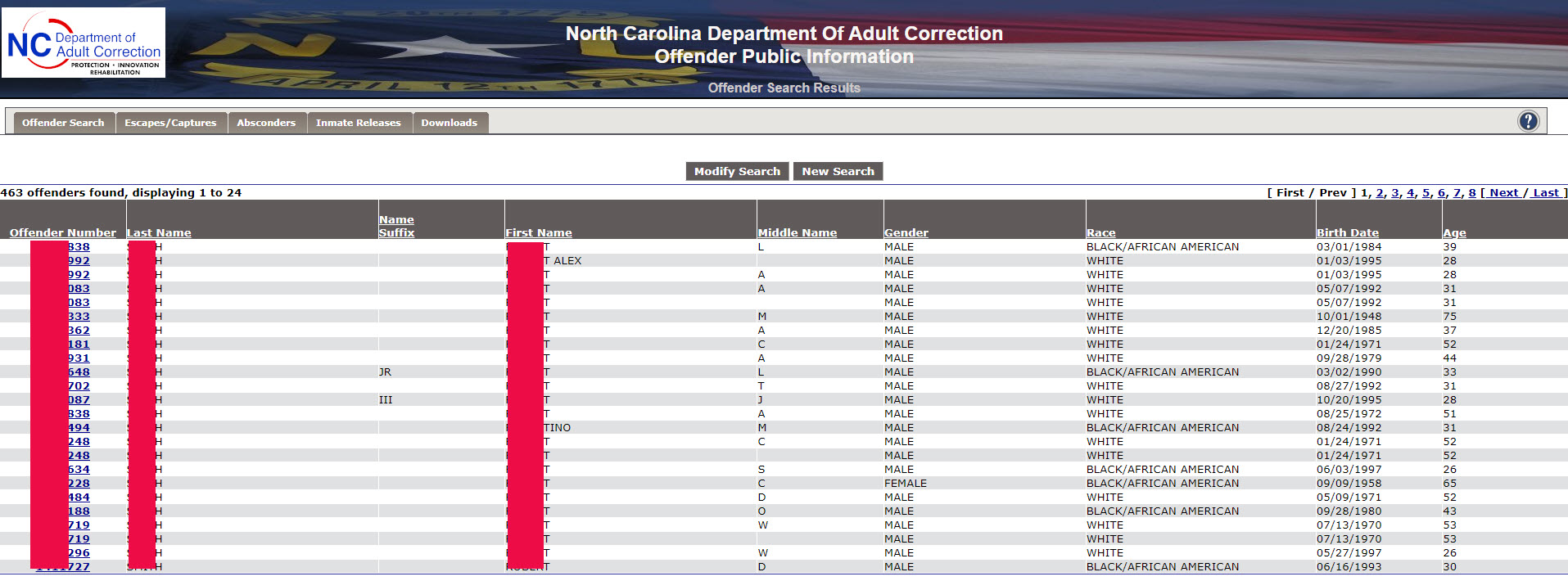 North Carolina Department of Corrections Inmate Search Instructions