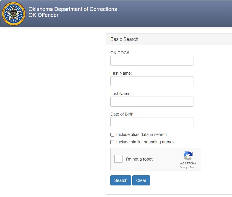 Oklahoma Department of Corrections Inmate Search Instructions