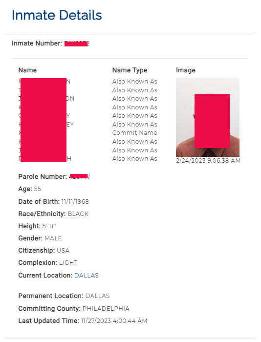 Pennsylvania Department of Corrections Inmate Search Instructions