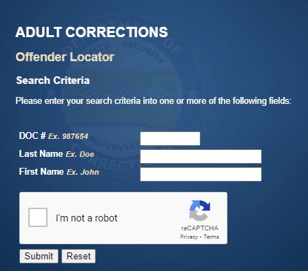 South Dakota Department of Corrections Inmate Search Instructions