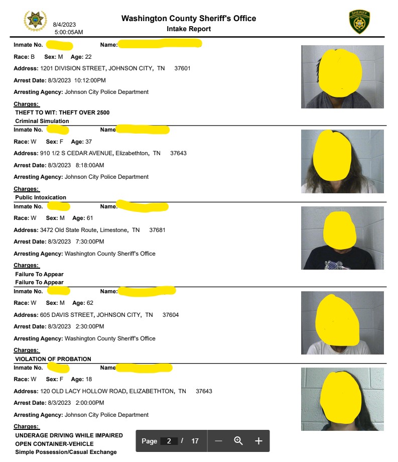 Washington County Detention Center Roster Lookup, TN, Inmate Search