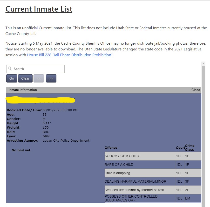 Cache County Jail Roster Lookup, UT, Inmate Search