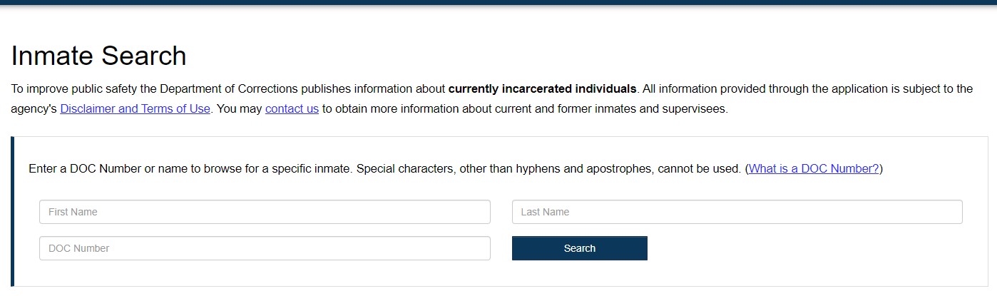Washington Department of Corrections Inmate Search, WA