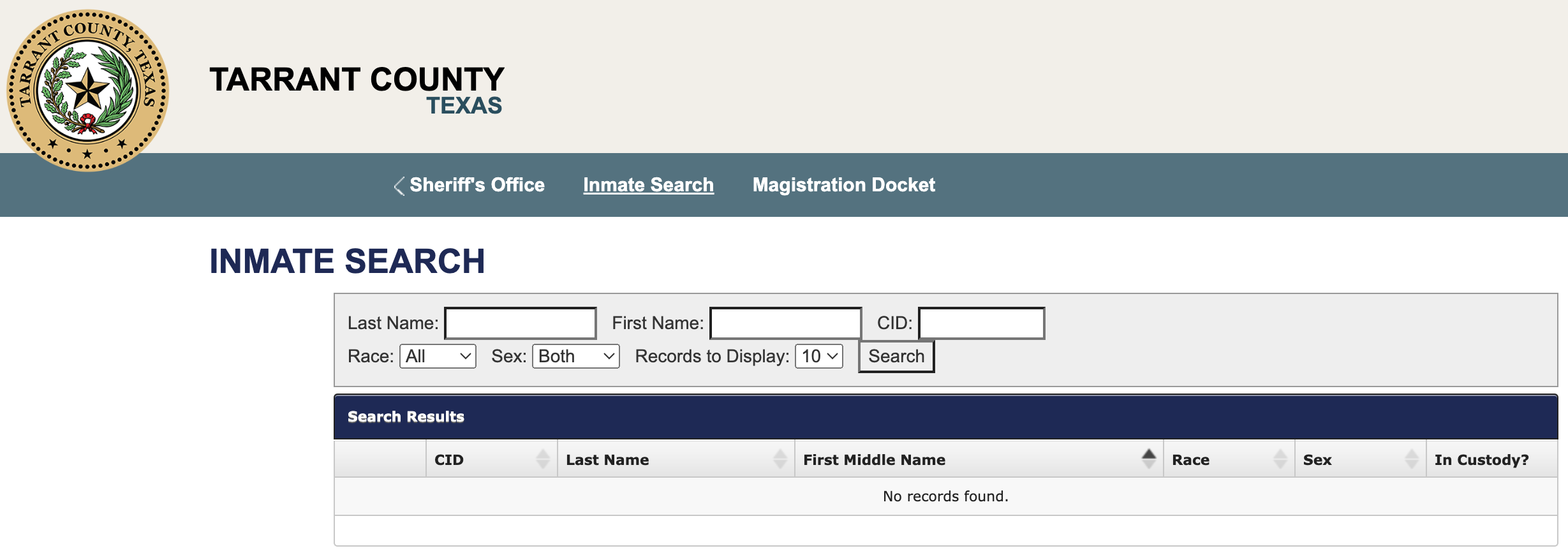 Tarrant County Belknap Facility Roster Lookup, TX, Inmate Search